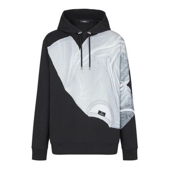 Balmain Homme, Sweatshirts et sweats &agrave; capuche, Noir, Taille: 2XL Sweat &agrave; capuche imprim&eacute; trompe-loeil T-shirt