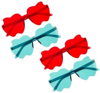 Yardwe Lot de 4 Lunettes de Soleil sans Monture de Pomme Lunettes de F&ecirc;te Color&eacute;es 2 Rouges 2 Vertes Accessoires Photo Festifs pour No&euml;l et Anniversaires F&ecirc;t