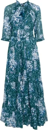Samantha Sung Femme, Robes, Multicolore, Taille: 34 FR Robe Longue Ceintur&eacute;e &agrave; Franges et Pliss&eacute;s