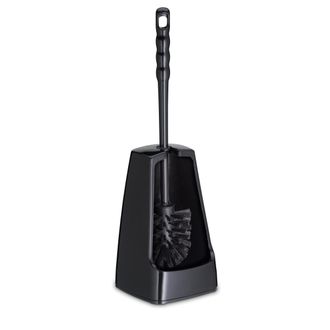 KELA Klobürste mit Behälter halbseitig geöffnet, 38 cm, Toilettenbürste, WC Bürstengarnitur Levin, schwarz