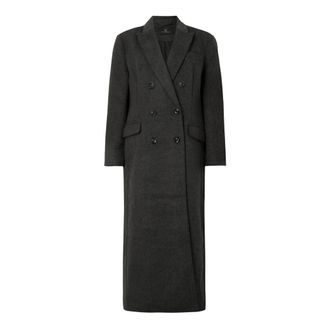 Bruuns Bazaar Dunkelgrauer Melange Mantel mit V-Ausschnitt - - Coats - Damen - Grau - XL