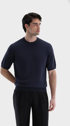 van Laack Strick T-Shirt mit Baumwolle und Seide