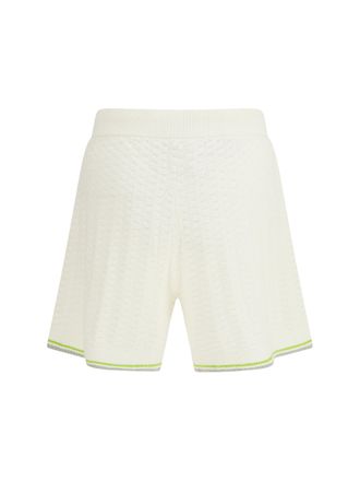 Casablanca Mens Tennis Boucl&eacute; Shorts White Cotton Bermuda