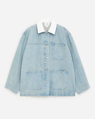 Arket Jeansjacke Mit Cordkragen -Blau