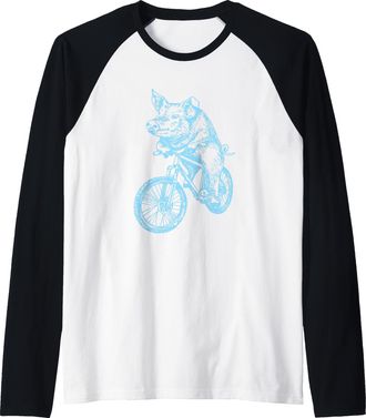 Seembo Schwein Fahrrad Lustiges Schwein Biking Bike Tier Biker Raglan