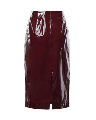 Self Portrait Faux Leather Midi Skirt - Purple