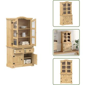 vidaXL Vitrine en verre Corona 100x48,5x179 cm bois massif de pin - Buffet Rustique - Meuble De Rangement - Vitrine En Bois - &Eacute;tag&egrave;re Ouverte - D&eacute;coration