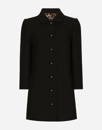 Dolce & Gabbana Kurzer Mantel Aus Wolle In Leinwandbindung - Frau Mäntel Und Jacken Schwarz 42