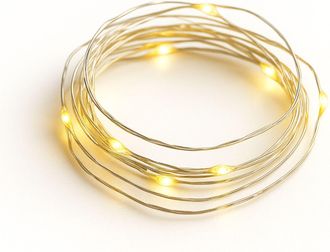 Matches 21 Mini Draht Lichterkette 20 LED warmweiß - 1m transparente Batterie Micro Leuchte Timer-Funktion