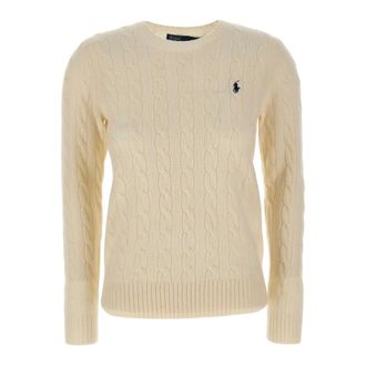Polo Ralph Lauren Femme, Pulls, Blanc, Taille: 38 FR Pull en laine et cachemire torsad&eacute;