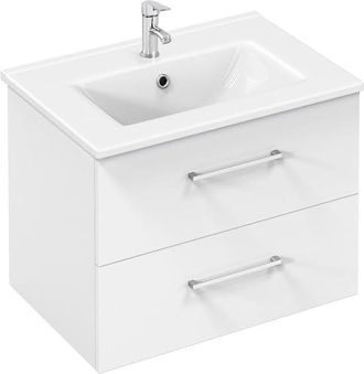 Yaheetech Waschbeckenunterschrank H&auml;ngender Badezimmerschrank mit Waschbecken Badm&ouml;bel Set 2-teilig Unterbau inkl. Waschbecken & Schubladen Badschrank Wandschra