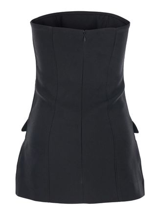 Toteme Womens Top Off-Shoulder Wool-Blend Black Tops