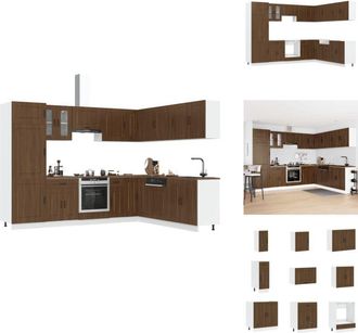 vidaXL 14-tlg. K&uuml;chenschrank-Set Braun Eichen-Optik Holzwerkstoff - K&uuml;chenschrank-Set - K&uuml;chenschrank-Sets - K&uuml;chenzeile Einbauk&uuml;che - K&uuml;chenschrank