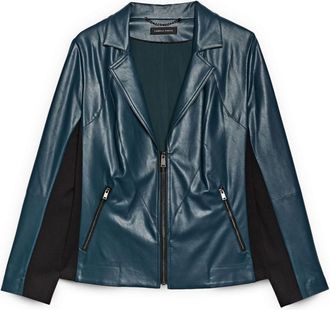 Fiorella Rubino Femme, Vestes, Vert, Taille: 48 FR Blouson motard avec empi&egrave;cements en tissu stretch