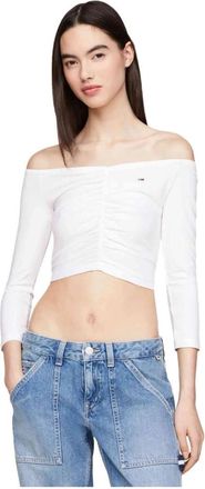 Tommy Jeans Femme, Tops, Blanc, Taille: 44 FR T-shirt &agrave; manches longues