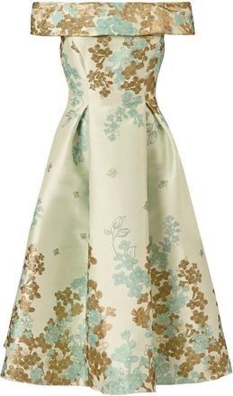 Adrianna Papell Abendkleid Petite Off Shoulder Dress Zierliches, tailliertes Jacquardkleid