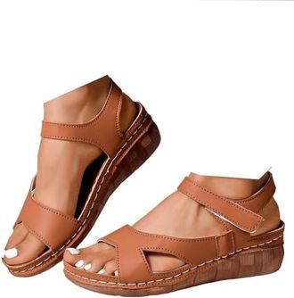 Generic Sandales orthop&eacute;diques larges pour femme avec sangle de cheville et bout ouvert - Semelle souple - Coupe large - Chaussures de plage confortables, Yc 