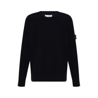 Stone Island Compass Badge Crewneck Pullover aus reiner Schurwolle - - Knitwear - Herren - Blau - 2XL