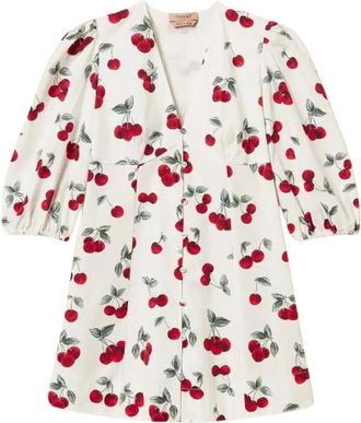 Twinset Femme, Robes, Multicolore, Taille: 36 FR Mini-robe &agrave; imprim&eacute; cerises et col en V