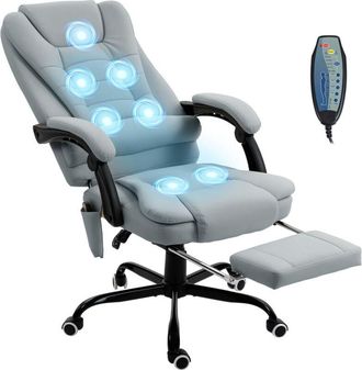 Vinsetto Fauteuil de bureau massant - Vinsetto - hauteur r&eacute;glable, dossier inclinable et t&eacute;l&eacute;commande filaire - gris