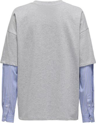 Only Langarmbluse ONLFICO LIFE LS OVERSIZE MIX TOP XT Light Grey Melange