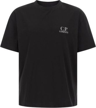 C.P. Company C.p. Company, Homme, Tops, Noir, Taille: M Logo Cotton T-Shirt