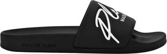 Philipp Plein unisex, Chaussures, Noir, Taille: 35 EU Slides Logo en Relief