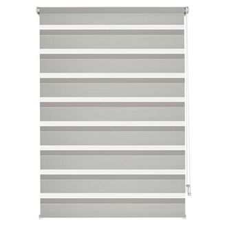 Gardinia EASYFIX Doppelrollo mit Montageschiene, Duo-Rollo, Seitenzugrollo, Transparente und blickdichte Streifen, Stufenlos verstellbar, Grau, 90 x 150 cm
