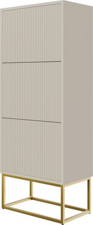 Selsey Schuhschrank Schuhregal 50 cm 3 Klappen Schuh Schrank 12 Paar Schuhe Schuhaufbewahrung Stehend Graubeige Goldene Beine Veldio