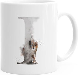 Autiga Buchstaben-Tasse I Tasse mit Buchstabe Alphabet Monogramm Watercolor gezeichnet Kaffeetasse wei&szlig; unisize