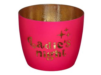 Giftcompany Madras Windlicht M Ladies Night hot pink/Gold 8,5cm