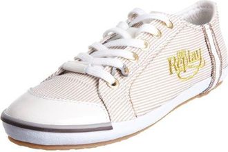 Replay Baskets à Lacets Bridgette Stripes pour Femme, Blanc/doré, 39 EU