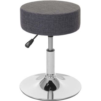 Hhg Hocker 173, Sitzhocker Schminkhocker, h&ouml;henverstellbar &oslash; 35cm Textil, grau