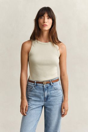 GANT Damen Geripptes Tanktop (XXL) COUNTRY BEIGE