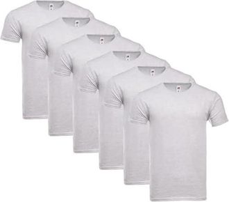Fruit Of The Loom T-shirt pour homme 100 % coton - T-shirt Iconic T avec anneau en coton filé - Léger, aéré et doux - Taille haute, Gris (lot de 6), XL