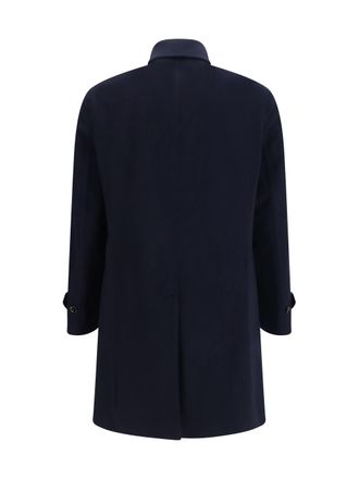 Lardini Single-Breasted Wool Coat - Navy