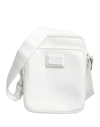 Dolce & Gabbana Mens Logo Plaque Crossbody Bag White Polyester