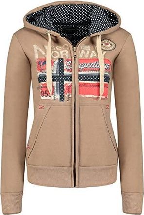 Geographical Norway FARLOTTE Lady - Sweat Femme Manches Longues Chemise Poches - Sweat Femme Manches Longues Pull Hiver - Veste &agrave; Capuche Hoodies Hoodie Casual Classic (T