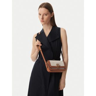 Tommy Hilfiger Handtasche Tommy Hilfiger Th Script Flap Crossover Canvas AW0AW18737 Creme