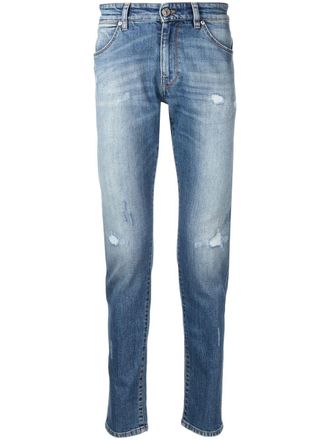 Pantaloni Torino jean slim &agrave; effet us&eacute; - Bleu