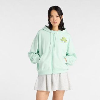 New Balance Femme London Edition Sport Essentials French Terry Full Zip en Vert, Coton, Taille XL