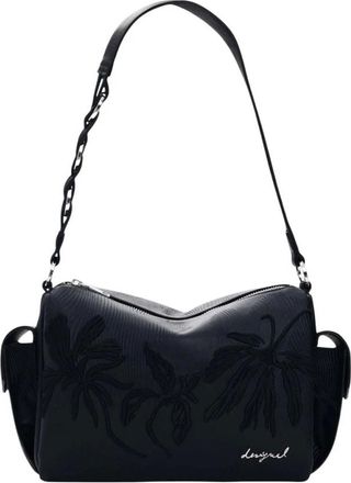 Desigual Femme, Sacs, Noir, Taille: ONE Size Sac &agrave; Main &agrave; Motif Floral avec Bandouli&egrave;re et Poches Multiples