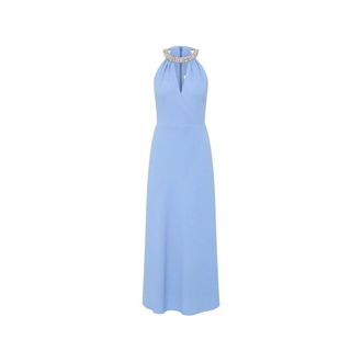 Rebecca Vallance Robe midi cache-coeur &agrave; d&eacute;coupes et encolure am&eacute;ricaine - Femme - Robes - Bleu - Taille: 36 FR
