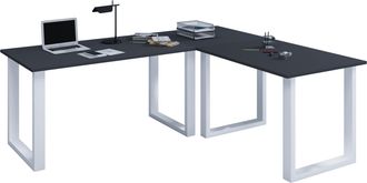 VCM Holz Schreibtisch/Eckschreibtisch schlicht / 190x160 / L Form Links oder rechts/Arbeitstisch Platte 80 cm tief/Computertisch Büromöbel - Lona U