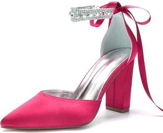 Miyoopark Chaussures de mariage mode femme talon bloc soirée décolleté, M641 Rose, 38.5 EU