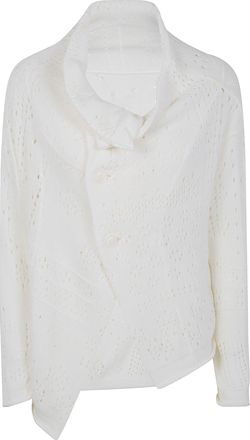 Yohji Yamamoto Off-Neck Cropped Button Cardigan