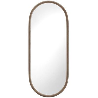 Vente-Unique Miroir ovale en bois dh&eacute;v&eacute;a - L. 50 x H. 120 cm - Naturel - SHAXI