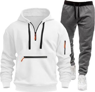 Generic Hommes Jogging Survêtement, Veste Sweat Manches Longues Et Pantalon De Jogging Ensemble De 2 Pièces, Loisirs Et Confortable, Sportswear Gym Élégant Co