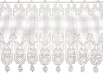 Plauener Spitze by Modespitze, Store Bistro Gardine Scheibengardine mit Stangendurchzug, hochwertige Stickerei, Höhe 45 cm, Breite 144 cm, Creme