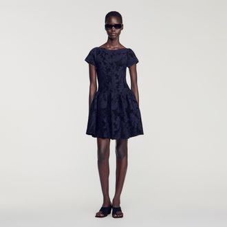 Sandro Strickkleid mit Blumen-Jacquard